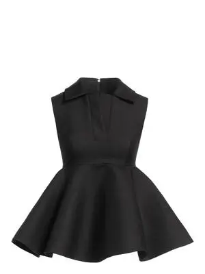 Jacquemus Sleeveless Peplum Top With Camp Collar - Black