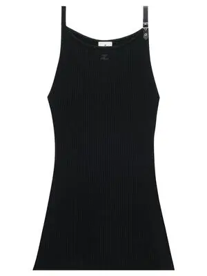 COURREGES Rib Knit U-neck Mini Dress - Black
