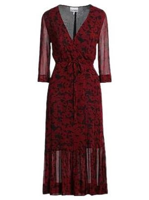 GANNI Ganni Georgette Two-Tone V-Neck Midi Wrap Dress