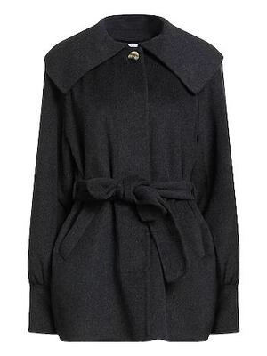 GANNI Belted Brushed-felt Coat - Black