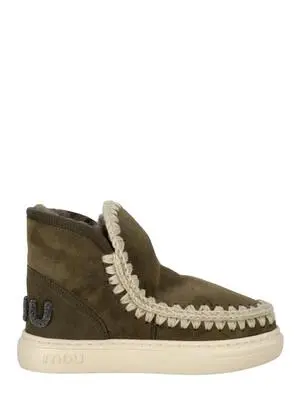 Mou Sewing Detail Round Toe Ankle Boots - Nude