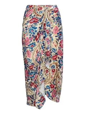 Isabel Marant Étoile Paisley Pattern Velvet Wrap Skirt - Nude