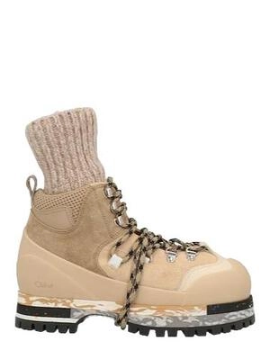Chloé Lace-up Ankle Boots - Nude