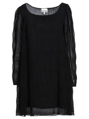 GANNI Long-sleeve Ruched Dress - Black