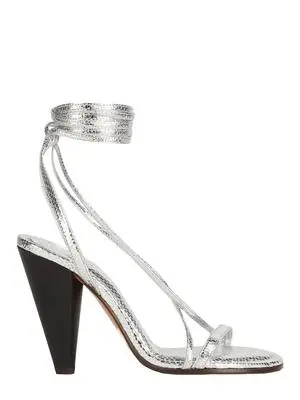 Isabel Marant Étoile Metallic Snake-print Leather High Heel Sandals - White