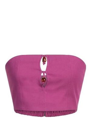 GANNI Embellished Shirred Bandeau Top - Pink