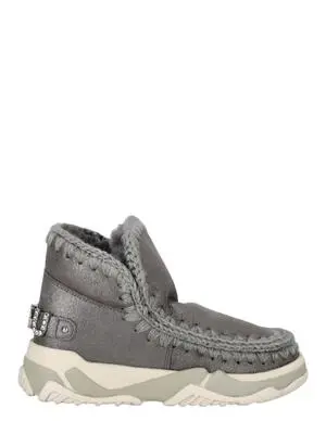 Mou Logo Detail Round Toe Short Boots - Gray