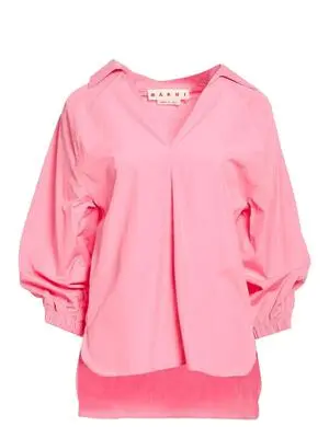 Marni Marni V-Neck Loose Long-Sleeve Top Pink