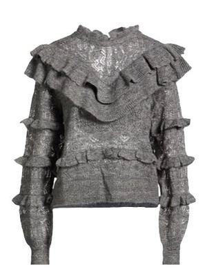 Farm Rio Grey Knitted Sweater With Ruffles - Gray