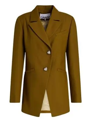 GANNI Single-breasted Blazer - Brown