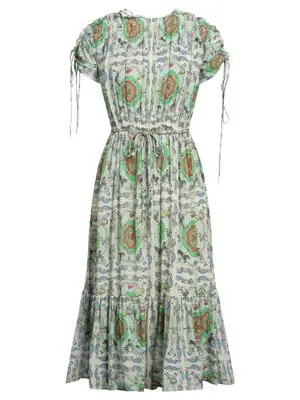 Tory Burch Printed Crepe Short Sleeve Dress - Gray
