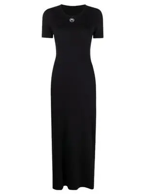 MARINE SERRE Crescent Moon-print T-shirt Dress - Black