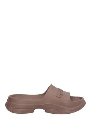 GANNI Rubber Slides - Brown
