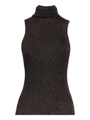GANNI High-neck Knit Top - Black