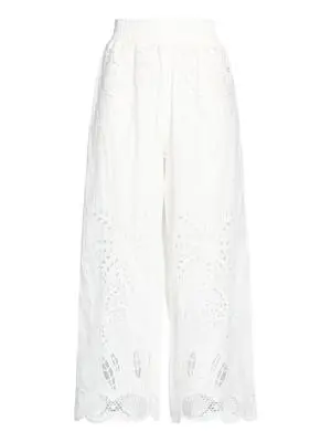 Farm Rio Elastic Waist Lace Cutout Pants - White