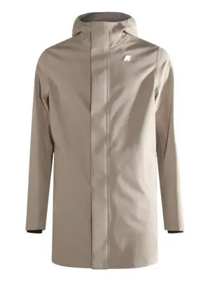 K-WAY Hooded Logo Detail Coat - Gray