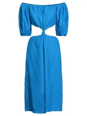 Farm Rio Off-the-shoulder Cutout Knotted Maxi Dress - Blue