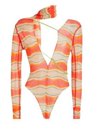 Jacquemus Le Body" Long-sleeve Gauze Bodysuit - Nude