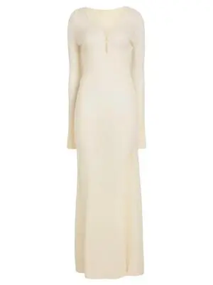 Jacquemus V-neck Long Sleeve Maxi Dress With Side Slit - Ivory