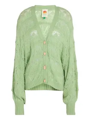 Farm Rio Solid Color Knit Cardigan - Green