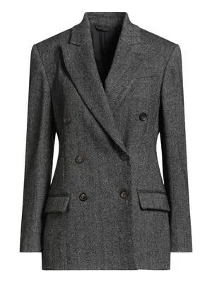 Brunello Cucinelli Double-breasted Flannel Blazer - Black