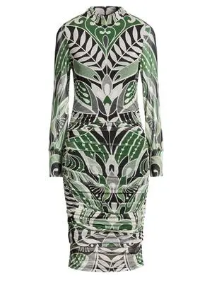 Farm Rio Farm Rio Long-Sleeved Printed Midi Dress Gray