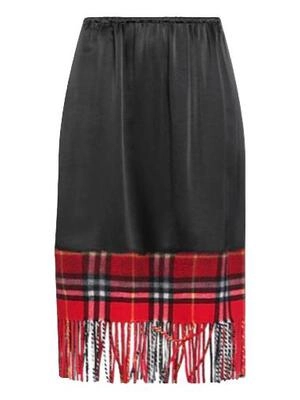 Burberry Burberry Midi Skirt With Tassels And Plaid Accents Black