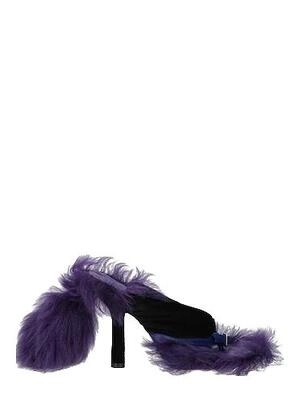 Burberry Shearling Embellished Heeled Sandals - Black
