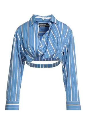 Jacquemus Striped Shirt With Classic Collar And Long Sleeves - Light Blue