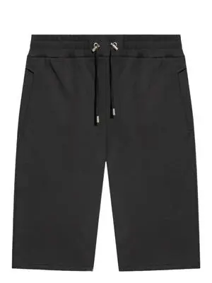 Balmain Cotton Shorts With Flocked Paris Logo - Green