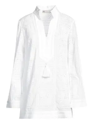 Tory Burch Lace V-neck Long Sleeve Blouse - White