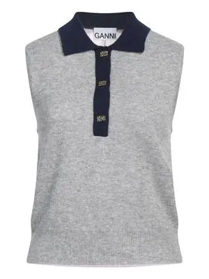 GANNI Sleeveless Knitted Top - Gray