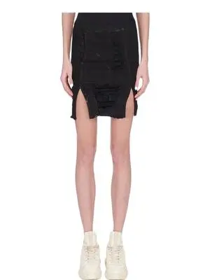 RICK OWENS Rick Owens Drkshdw Distressed Denim Mini Skirt