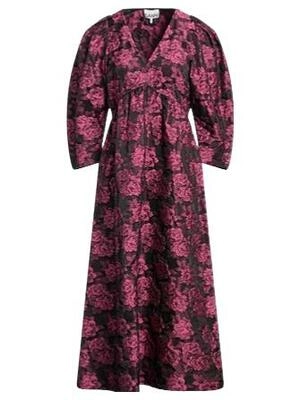 GANNI Jacquard Floral-print Midi Dress - Red