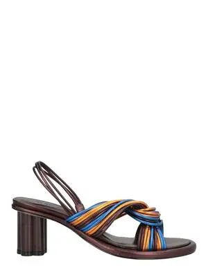 Farm Rio Two-tone Metallic Slingback Sandals - Black