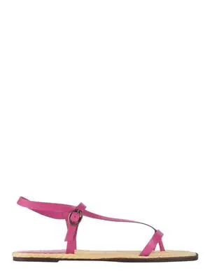 Farm Rio Leather Thong Sandals With Ankle Buckle - Pink