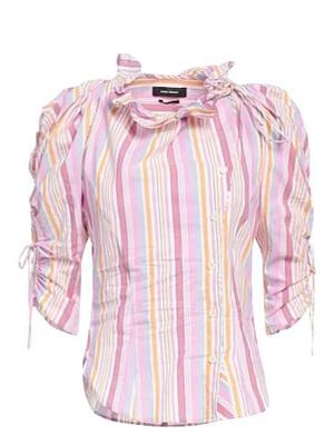 ISABEL MARANT ÉTOILE Isabel Marant Striped Shirt With Ruffled Neckline And Gathered Sleeves