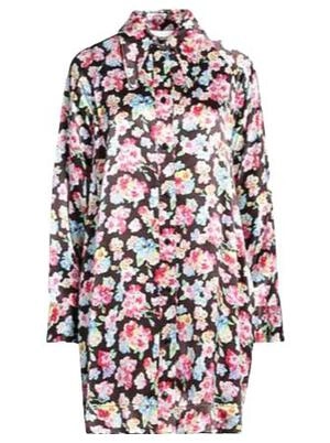 GANNI Ganni Floral Print Satin Shirt Dress