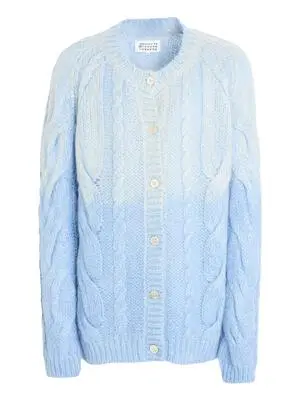 MAISON MARGIELA Long Sleeve Cable Knit Cardigan - Blue