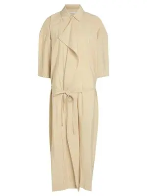 LEMAIRE Lemaire Belted Brushed Silk-Blend Midi Shirt Dress Nude