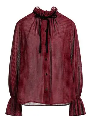 GANNI Checked Long Sleeve Shirt - Red