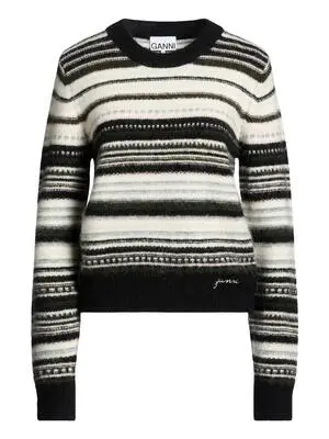 GANNI Ganni Striped Intarsia-Knit Cardigan