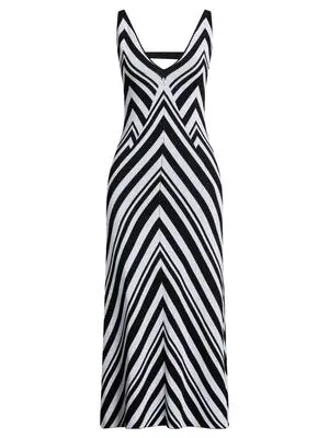 Farm Rio Sleeveless V-neck Maxi Dress With Striped Pattern - Black