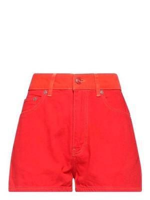 GANNI Two-tone Denim Shorts - Red