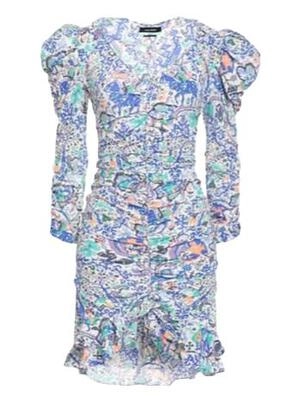 ISABEL MARANT ÉTOILE Isabel Marant Patchwork Chiffon Long Sleeve V-Neck Dress