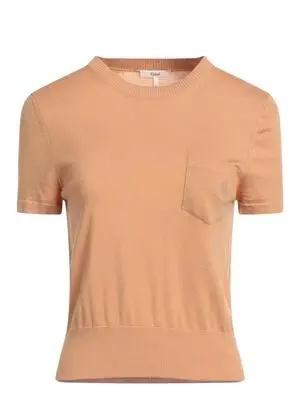 CHLOÉ Chloe Wool Knit Embroidered Logo Short Sleeve Jumper