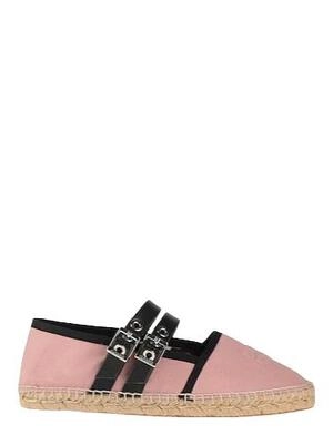 GANNI Woven Sole Canvas Espadrilles With Buckle Detail - Pink