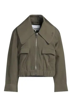 GANNI Embroidered Logo Casual Jacket - Green