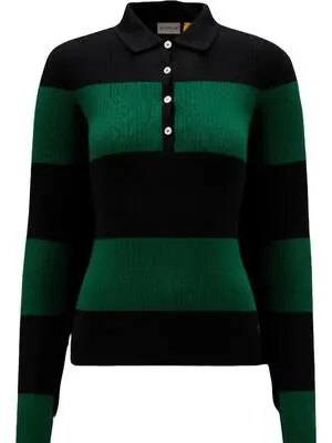 MONCLER Moncler Wool Long-Sleeve Polo Shirt