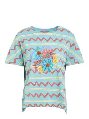 MAXCO. Max&co. Floral Embellished T-shirt - Blue